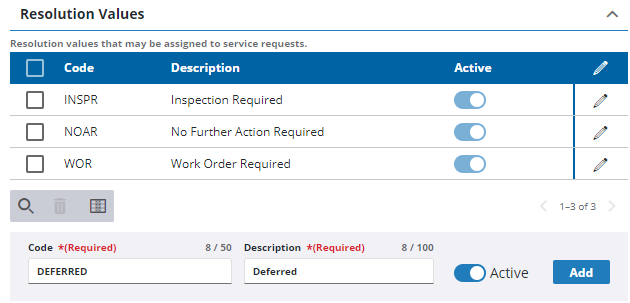 Add Resolution Values for a Service Request Add Resolution Values for a Service Request