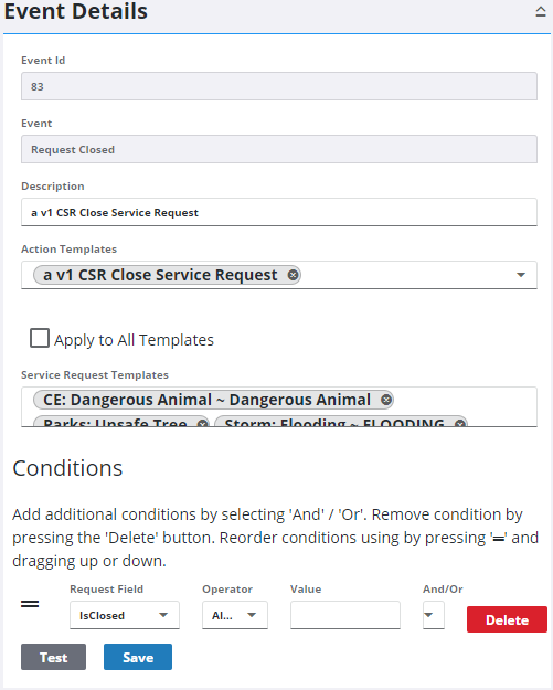 Add or Edit an Action Event