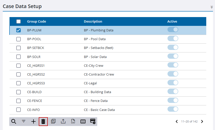 Remove a Case Data Group