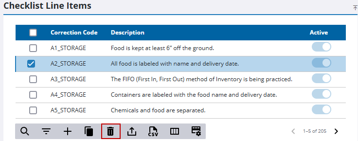 Remove A Checklist Line Item