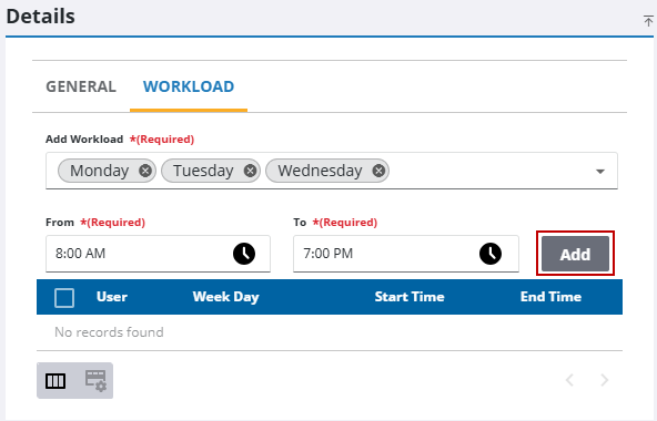 Add Workload for a Crew