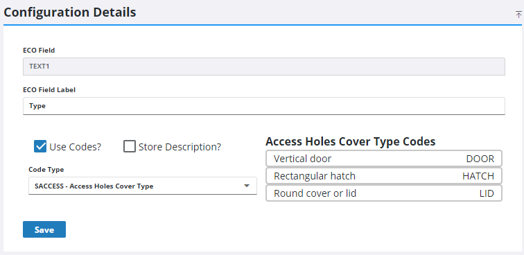 Associate an Equipment Change Out Field with Custom Codes