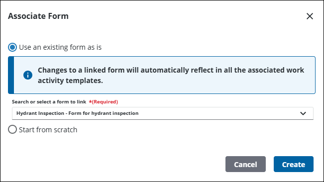 Associate Forms to a Work Activity Template