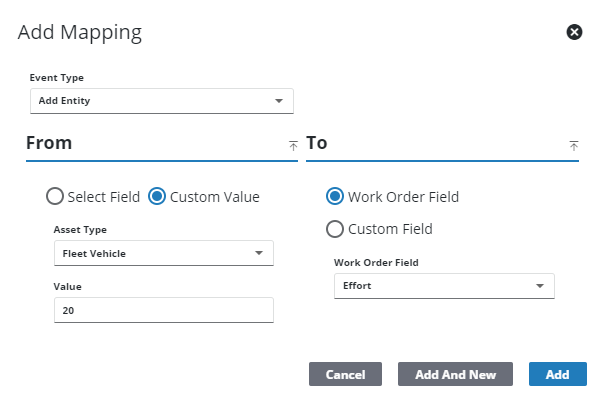 Add Work Order Template Asset Mapping