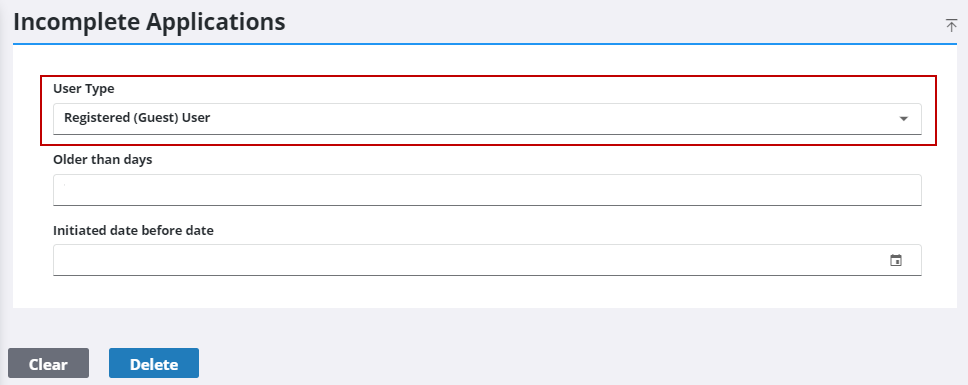 Remove Incomplete Applications