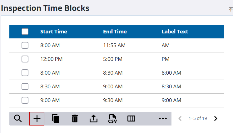 Add an Inspection Time Block