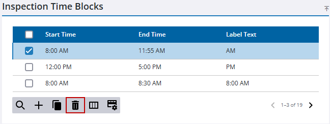 Remove an Inspection Time Block
