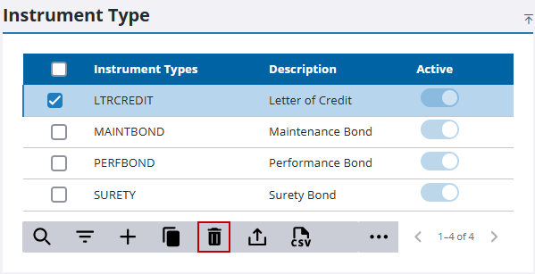 Remove an Instrument Type