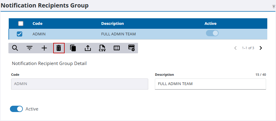 Remove a Notification Recipients Group