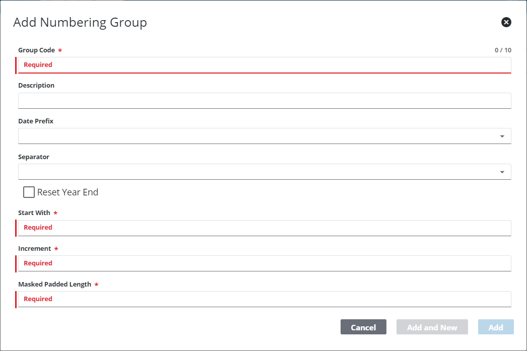 Add a Numbering Group
