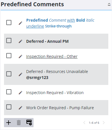 Add or Edit Predefined Comments for a Work Order Category