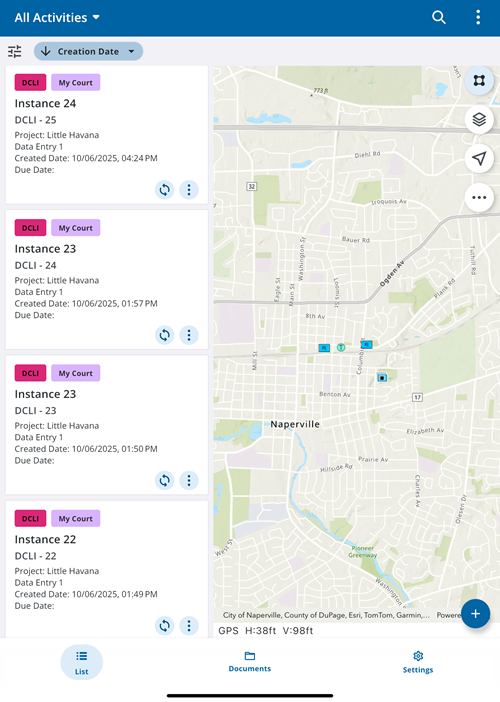 View Work Activity Lists and Summary Cards