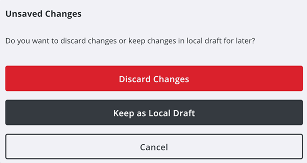 Save Work Activity As Local Draft