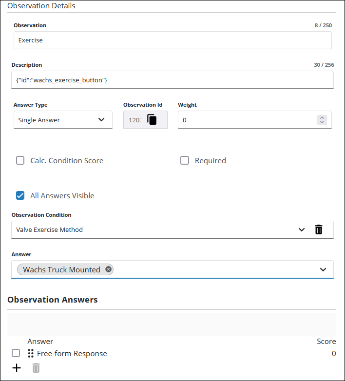 Configure Valve Exercising Observations