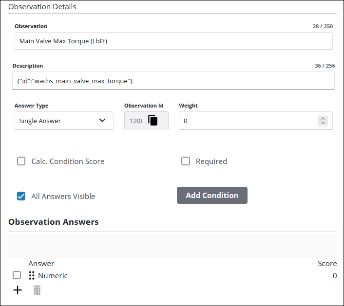 Configure Valve Exercising Observations