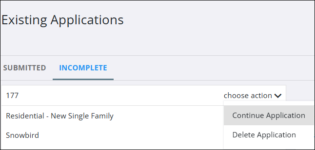 Finish an Incomplete Application