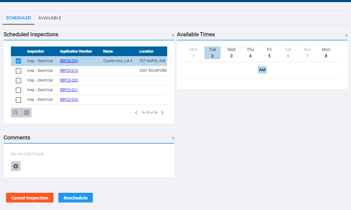 Bulk Inspection Scheduling