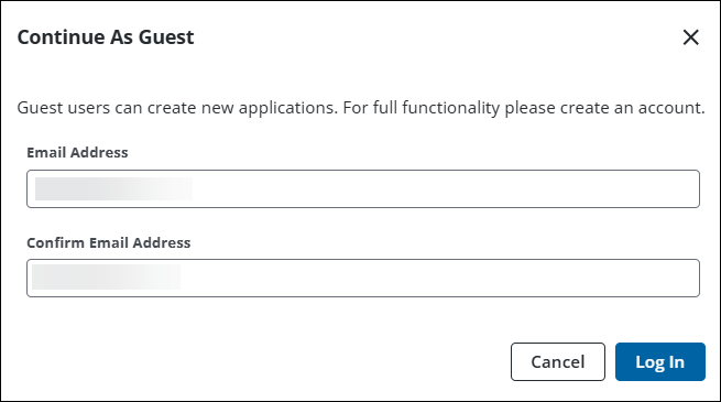 Log In as a Guest User
