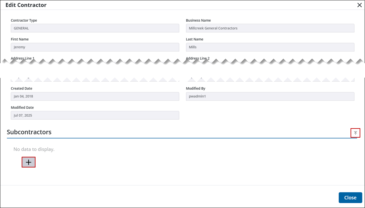 View a Subcontractor