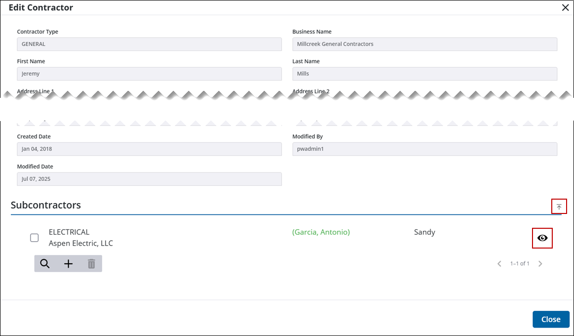 View a Subcontractor