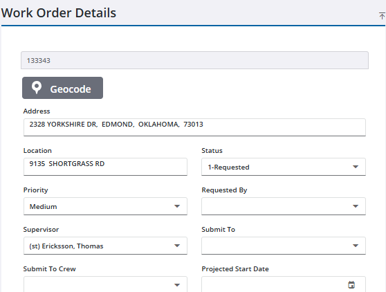 Create an Attached Work Order