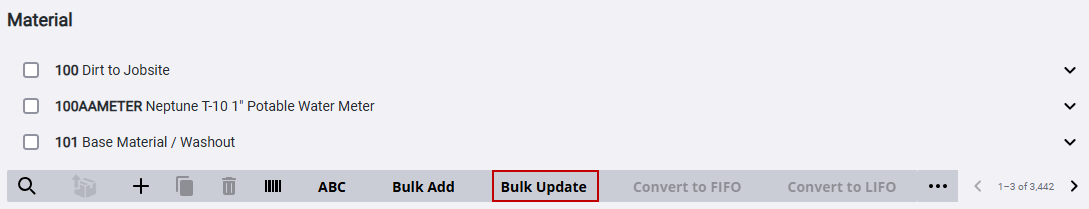 Update Material in Bulk
