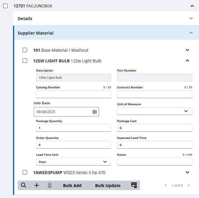Add Material to a Supplier