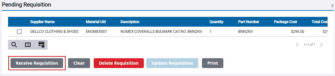 Receive a Requisition Transaction