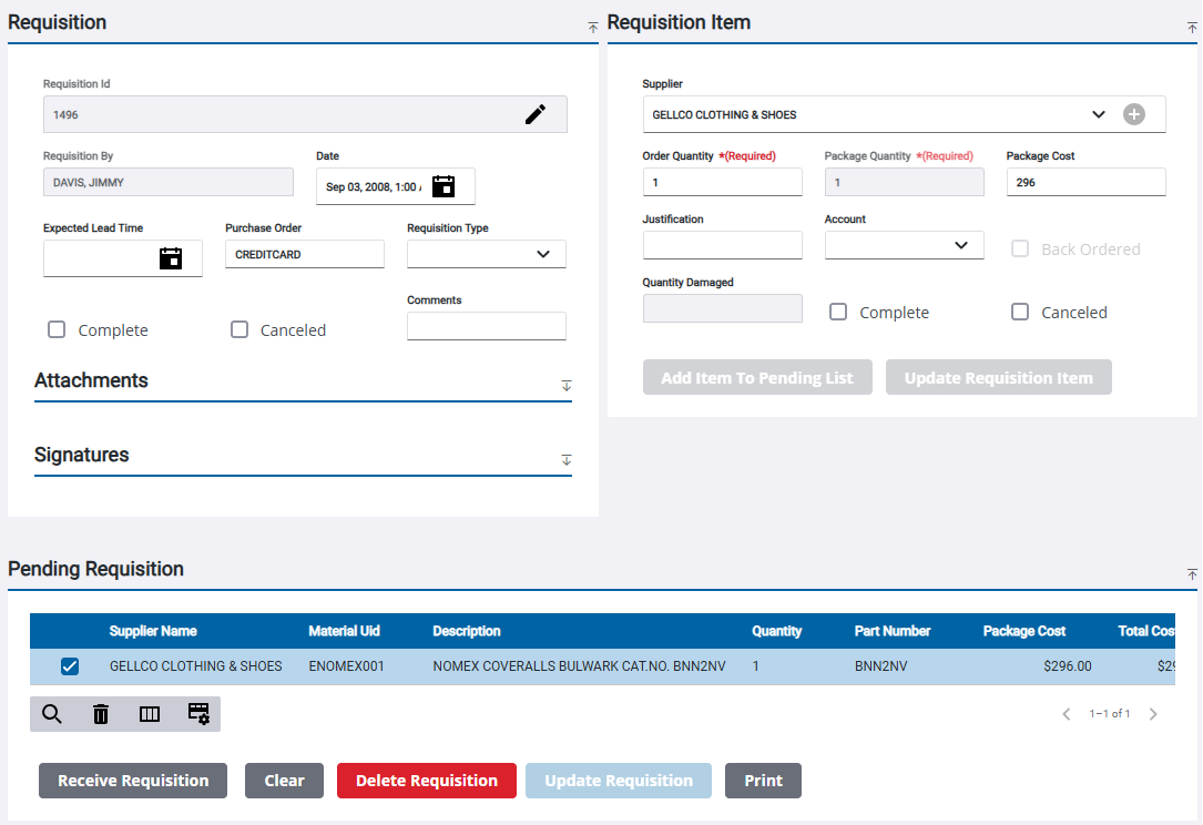 Modify a Requisition Transaction