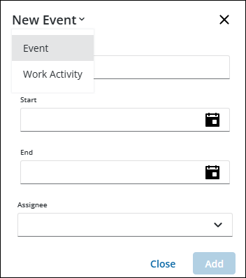Add Events and Work Activities